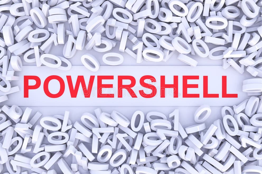 POWERSHELL Concept Scattered Binary Code 3D Stock Illustration ...