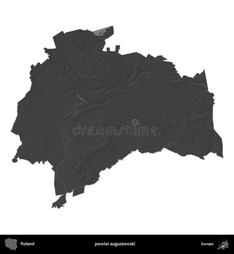 Powiat Augustowski, Poland, Isolated on White. Grayscale Stock Photo ...