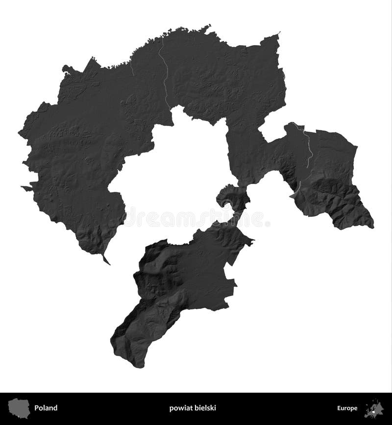 Powiat Bielski, Poland, Isolated on White. Grayscale Stock Photo ...