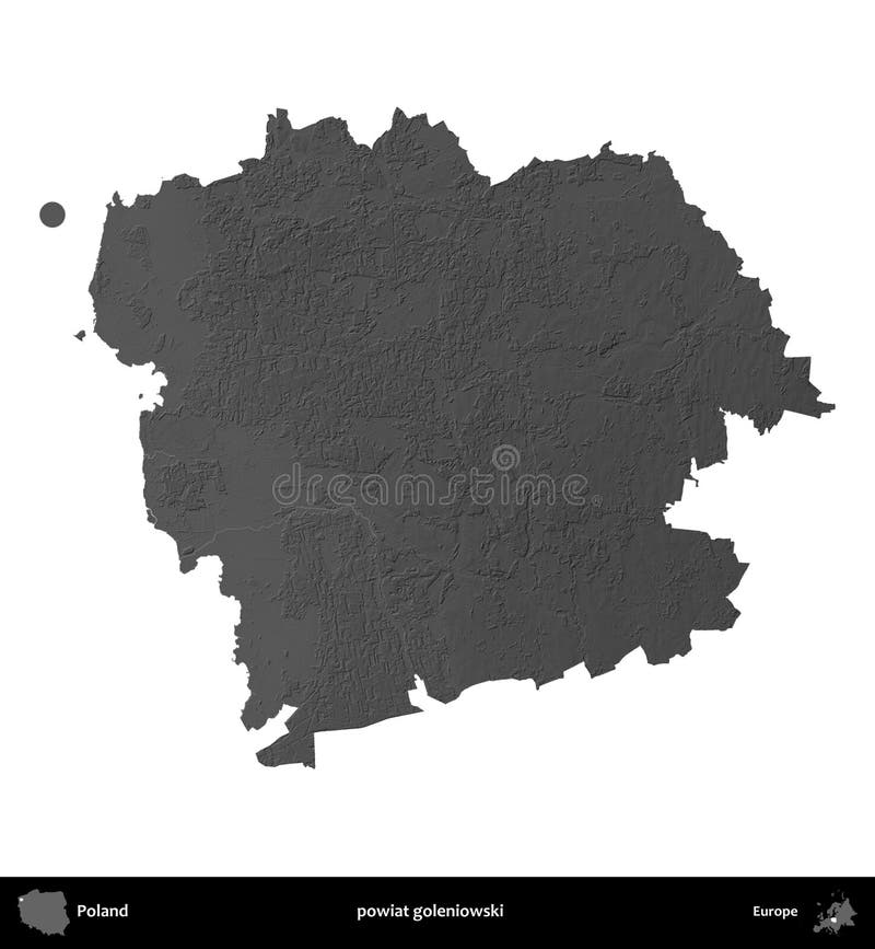 Powiat Goleniowski, Poland, Isolated on White. Grayscale Stock Image ...