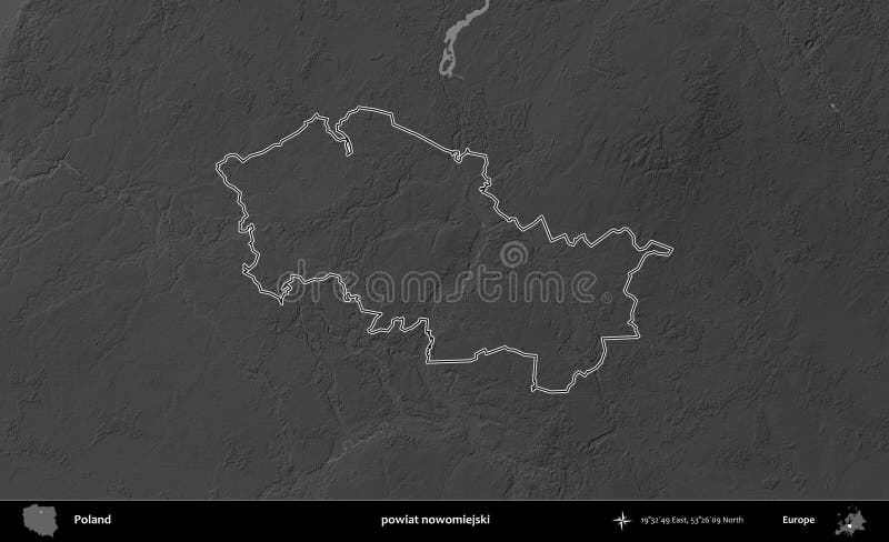 Powiat Nowomiejski Outlined, Poland. Grayscale Stock Image - Image of ...