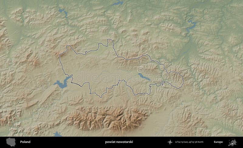 Powiat Nowotarski Outlined, Poland. Physical Stock Illustration ...