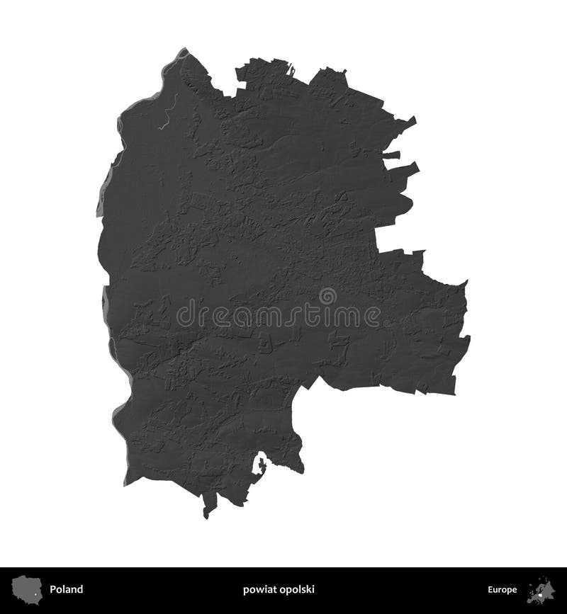 Powiat Opolski, Poland, Isolated on White. Grayscale Stock Image ...