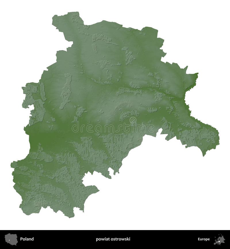 Powiat Ostrowski, Poland, Isolated on White. Physical Stock ...