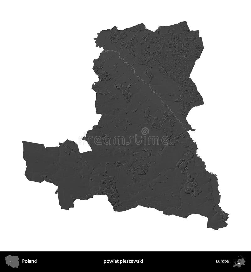 Powiat Pleszewski, Poland, Isolated on White. Grayscale Stock Image ...