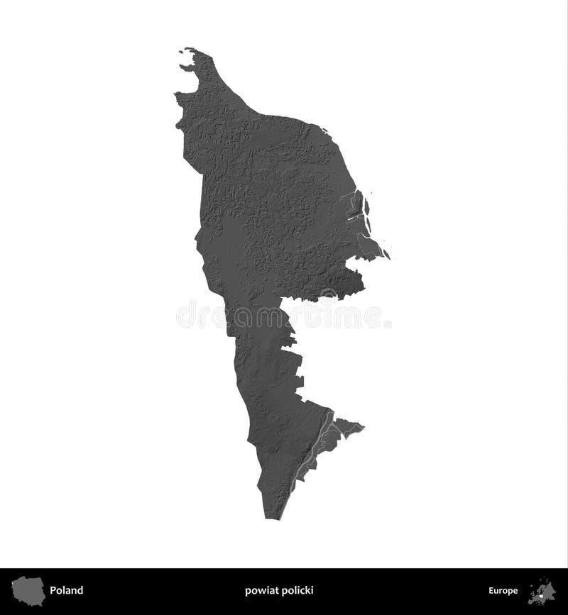 Powiat Policki, Poland, Isolated on White. Grayscale Stock Image ...