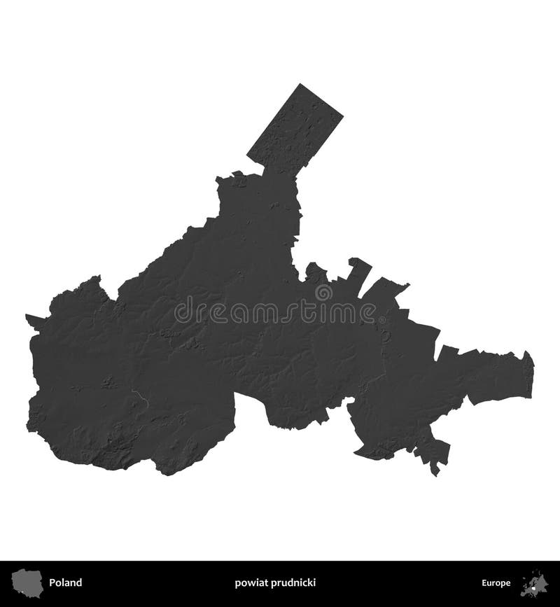 Powiat Prudnicki, Poland, Isolated on White. Grayscale Stock Image ...