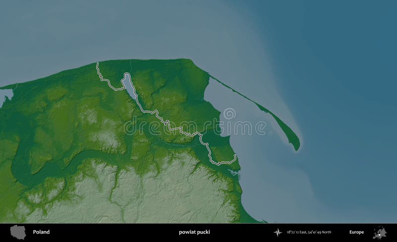 Powiat Pucki Outlined, Poland. Physical Stock Illustration ...