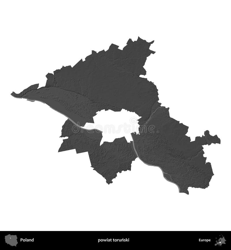 Powiat Torunski, Poland, Isolated on White. Grayscale Stock Photo ...