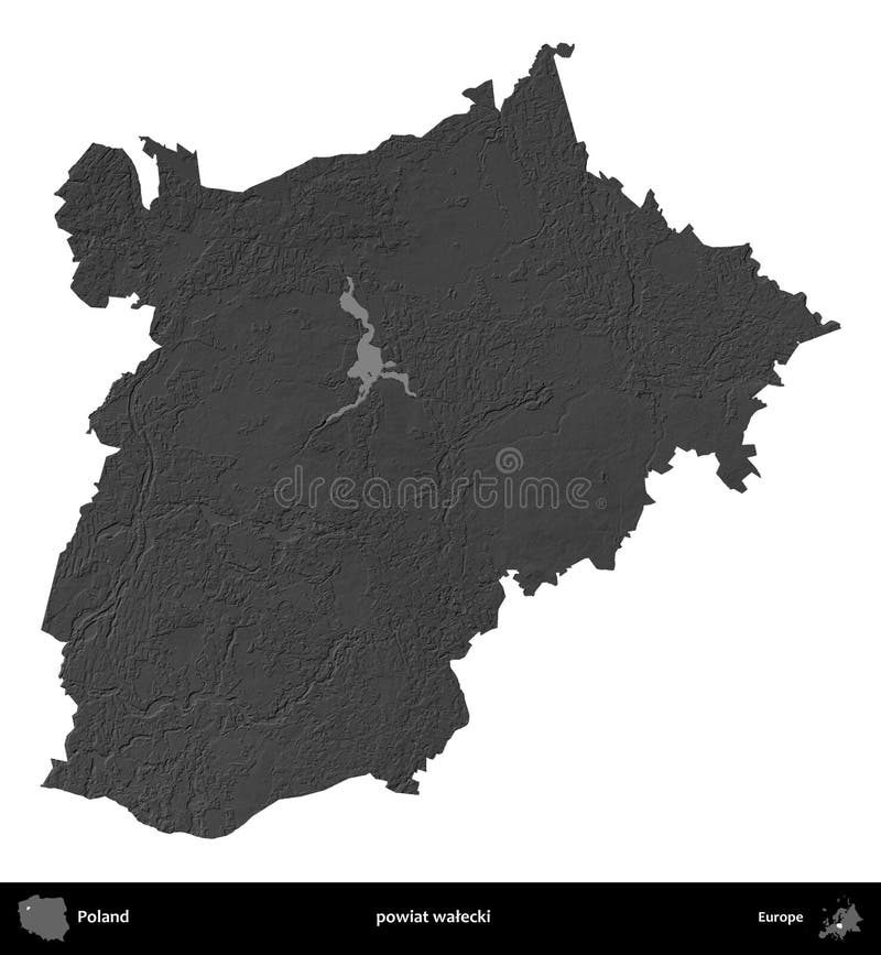 Powiat Walecki, Poland, Isolated on White. Grayscale Stock Illustration ...