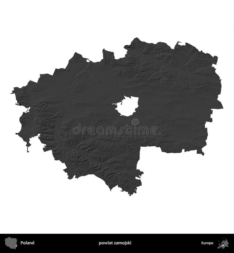 Powiat Zamojski, Poland, Isolated on White. Grayscale Stock ...