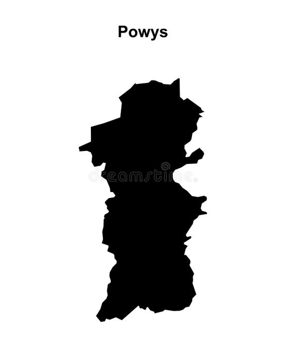 Powys outline map stock vector. Illustration of counties - 360691249