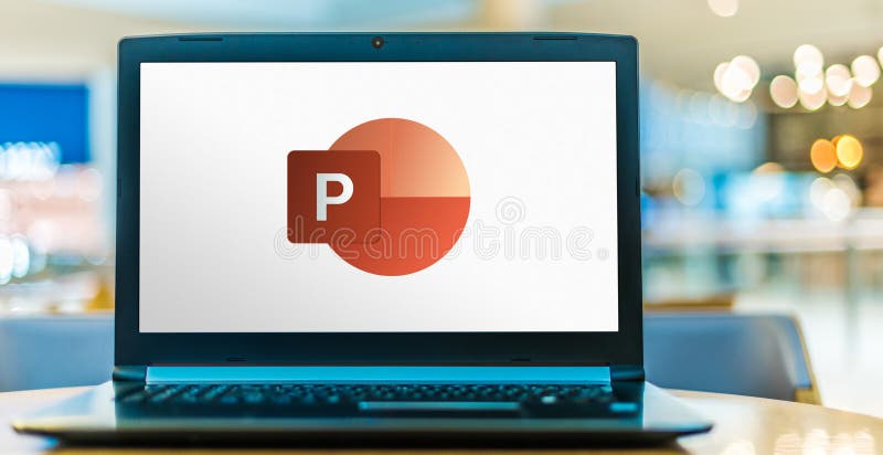 Laptop Computer Displaying Logo of Microsoft PowerPoint Editorial Image ...