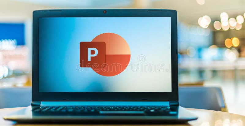 Laptop Computer Displaying Logo of Microsoft PowerPoint Editorial Photo ...