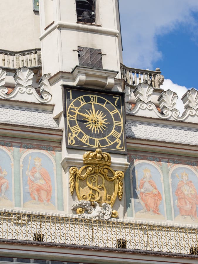 Poznan Town Hall Clock stock image. Image of europe, city - 44421227