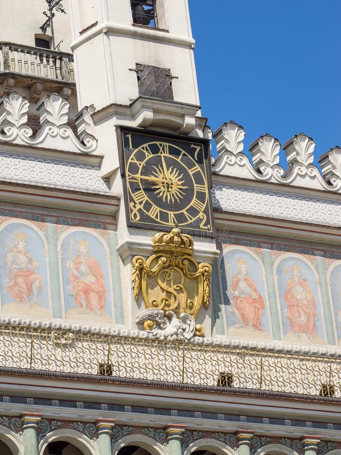 Poznan Town Hall Clock stock image. Image of street, centre - 44552771
