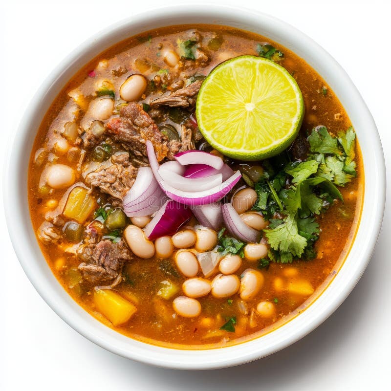 Pozole Bowl with Meat, Beans, and Toppings Stock Image - Image of meal ...