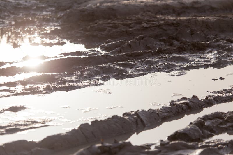 Pozza Di Fango Su Una Strada Sterrata Fotografia Stock - Immagine di ...