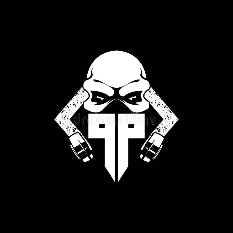 PP Initial Gaming ESport Skull Mask Style Stock Vector - Illustration ...
