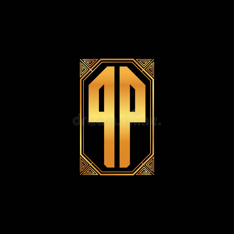 PP Logo Letter Geometric Golden Style Stock Vector - Illustration of ...