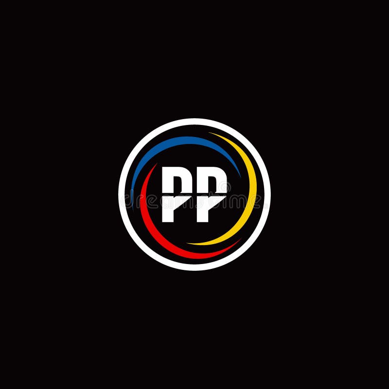 PP Monogram Logo Isolated on Circle Shape with 3 Slash Colors Rounded ...