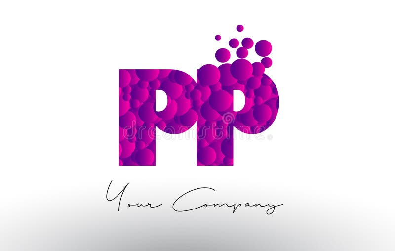 PP P Dots Letter Logo with Purple Bubbles Texture. Stock Vector ...