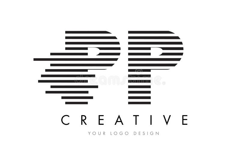 PP P Zebra Letter Logo Design with Black and White Stripes Stock Vector ...