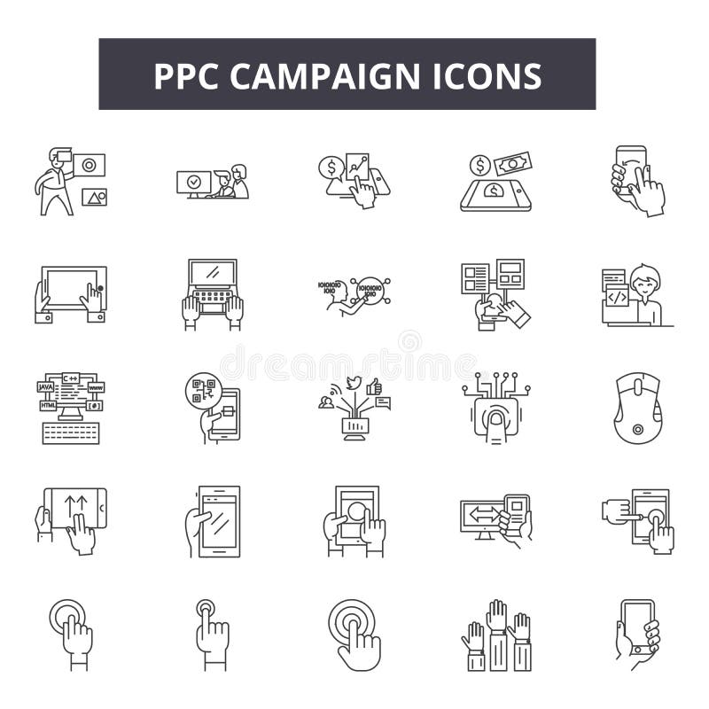 Ppc Campaign Line Icons, Signs, Vector Set, Outline Illustration ...