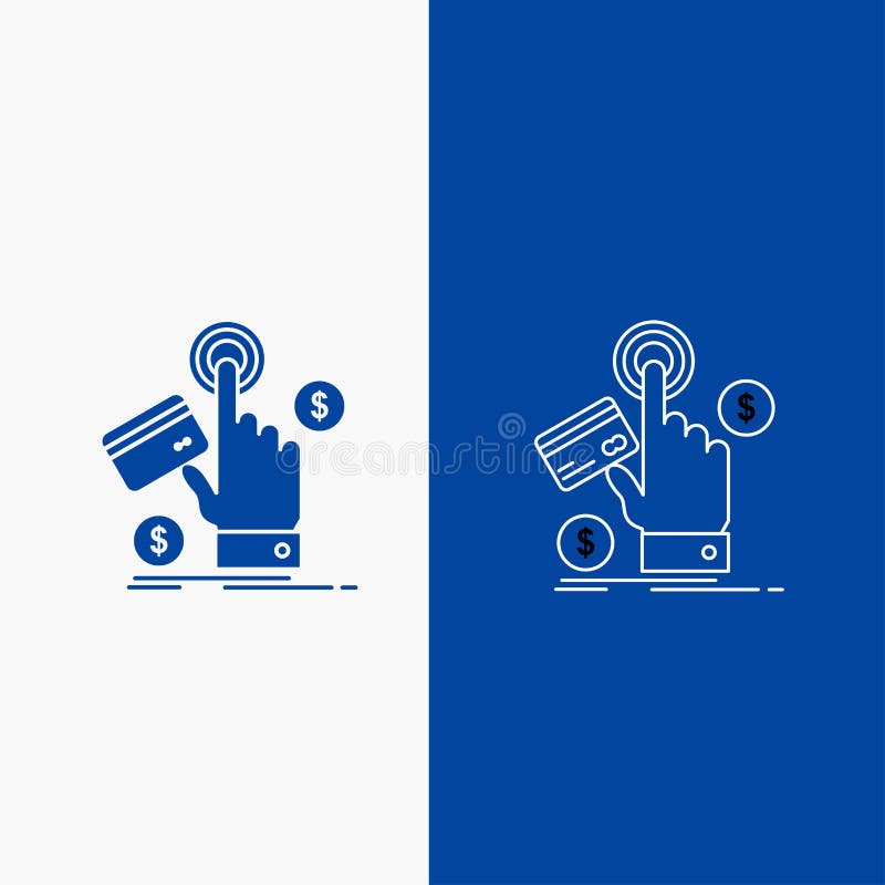 Ppc, Click, Pay, Payment, Web Line and Glyph Web Button in Blue Color ...