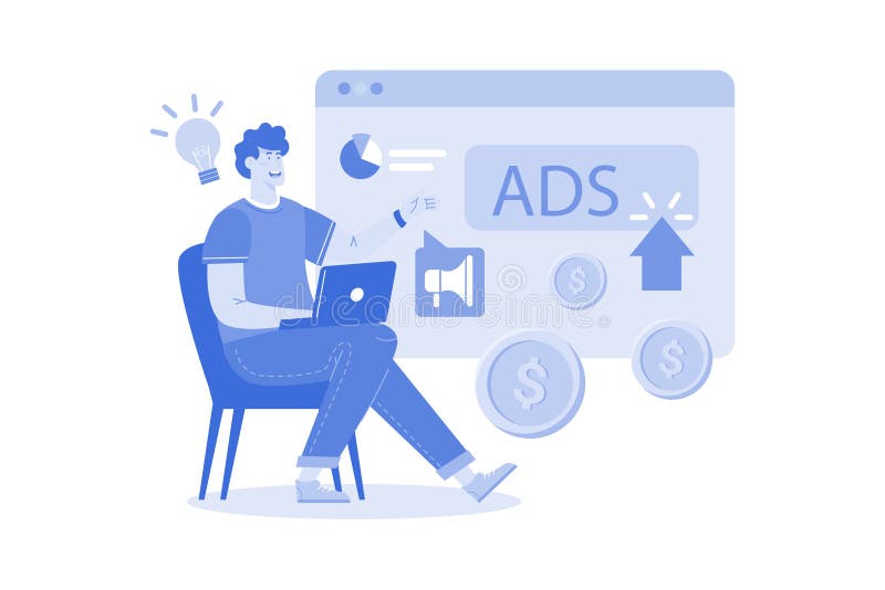 A PPC Expert Manages Online Advertising Campaigns Stock Vector ...