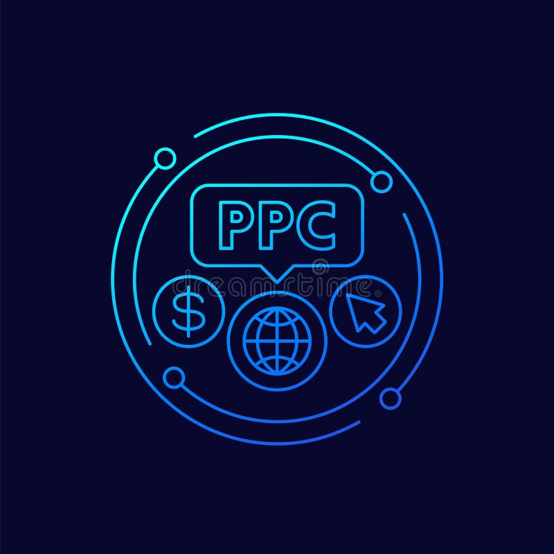 Ppc line icon for web stock vector. Illustration of click - 263505602