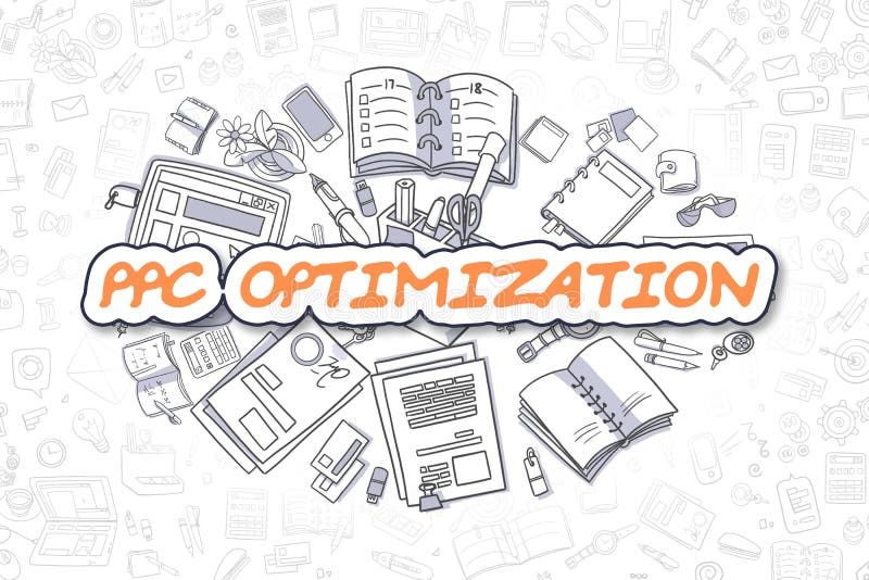 Optimization - Cartoon Red Text. Business Concept. Stock Illustration ...