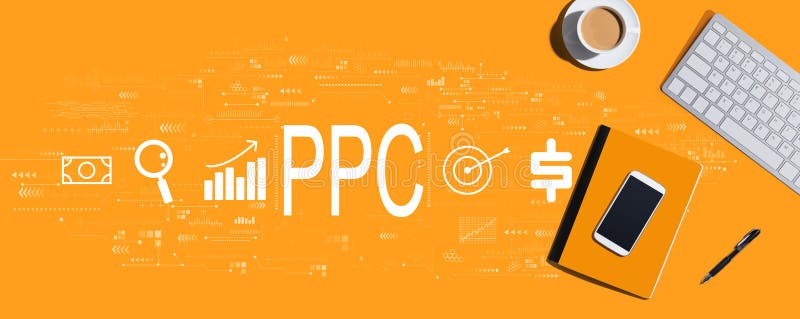 PPC - Pay Per Click Concept with Computer Keyboard and Office Items ...