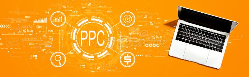 PPC - Pay Per Click Concept with a Laptop Computer Stock Photo - Image ...