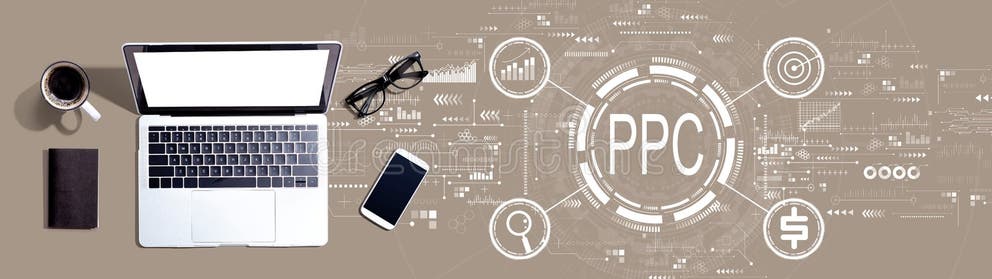 PPC - Pay Per Click Concept with a Laptop Computer Stock Photo - Image ...