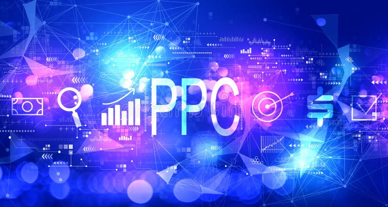 PPC - Pay Per Click Concept with Technology Light Background Stock ...