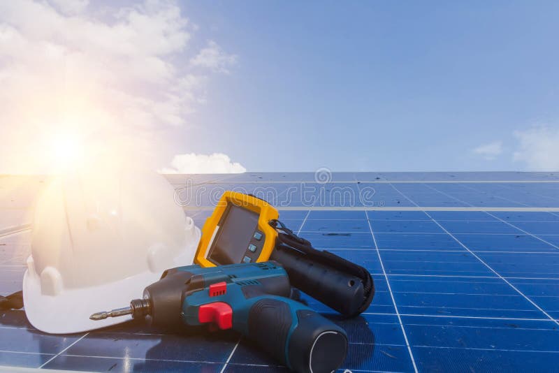PPE and Equipment for Maintenance Solar Systems Stock Photo - Image of ...