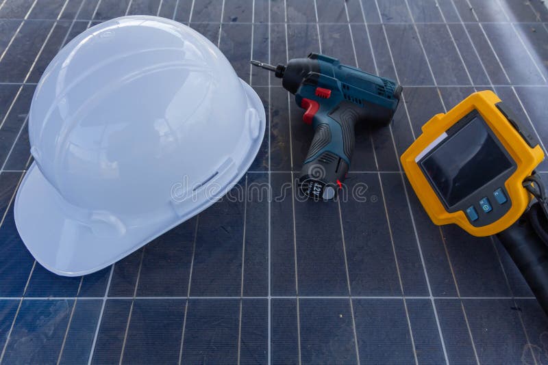 PPE and Equipment for Maintenance Solar Systems Stock Image - Image of ...