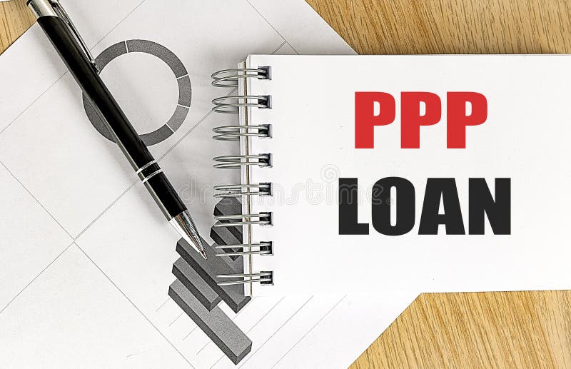 PPP LOAN Text on Notebook with Chart on Wooden Background Stock Photo ...