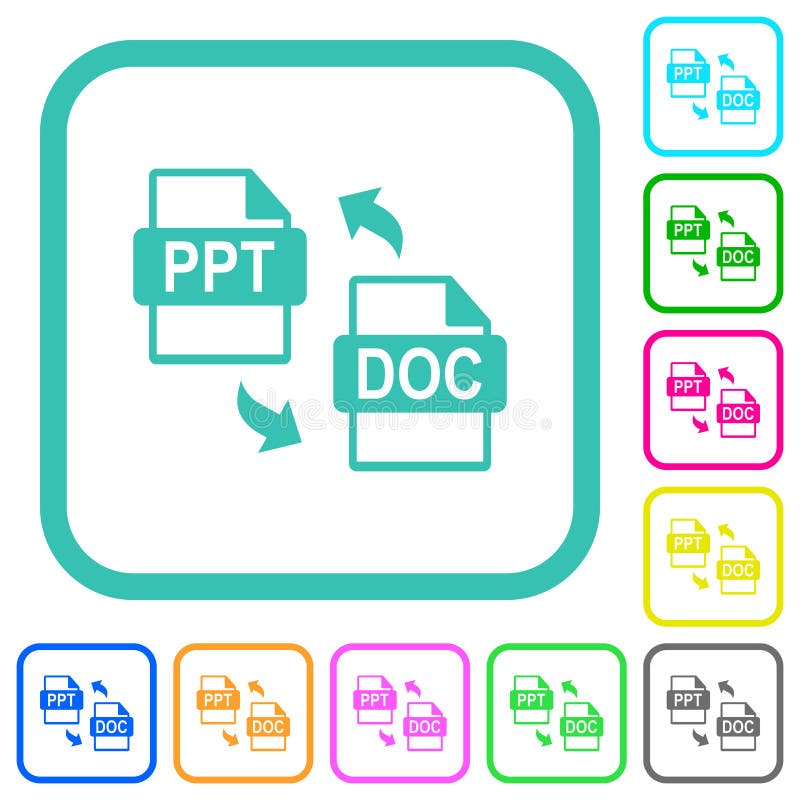 PPT DOC File Conversion Vivid Colored Flat Icons Stock Vector ...