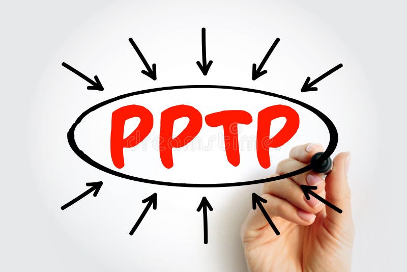 PPTP - Point To Point Tunnelling Protocol Acronym Text with Arrows ...