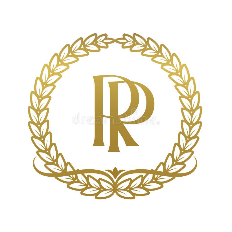 RP Letter Logo with Gold Laurel Wreath. Stock Illustration ...