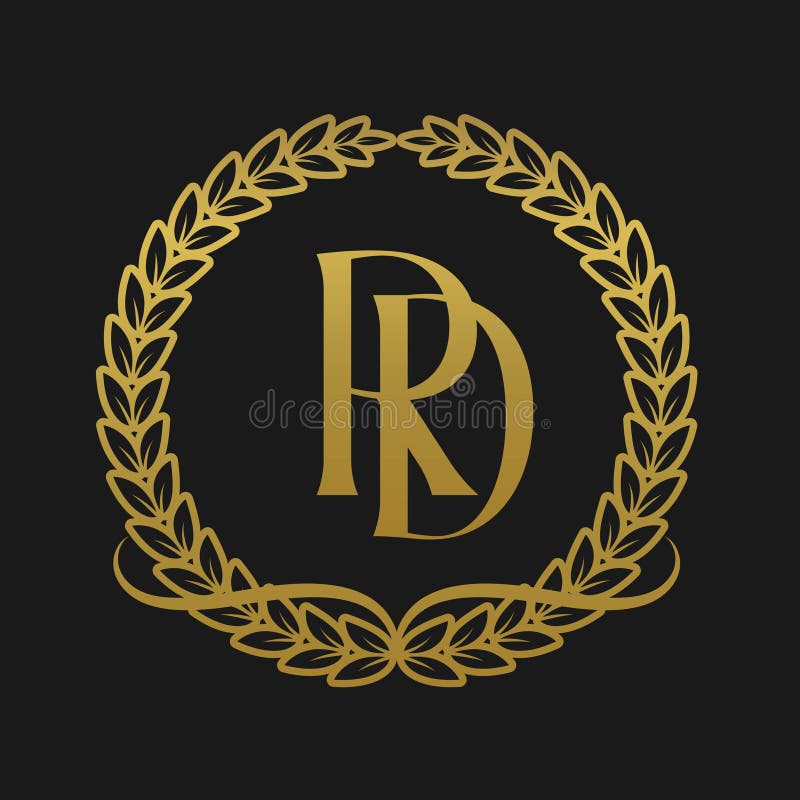 RD Letter Logo with Gold Laurel Wreath. Stock Vector - Illustration of ...