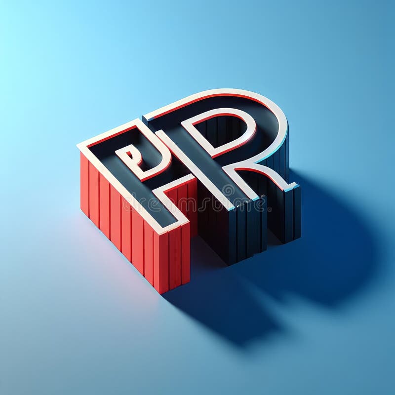 PR 3D letter logo stock illustration. Illustration of blue - 304154816