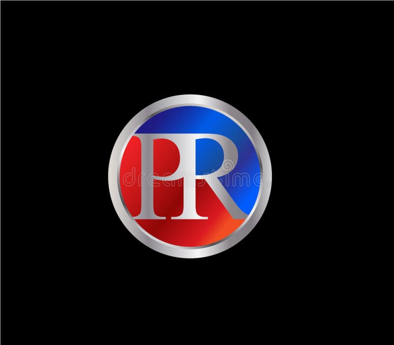 PR Initial Circle Shape Red Blue Silver Color Later Logo Design Stock ...