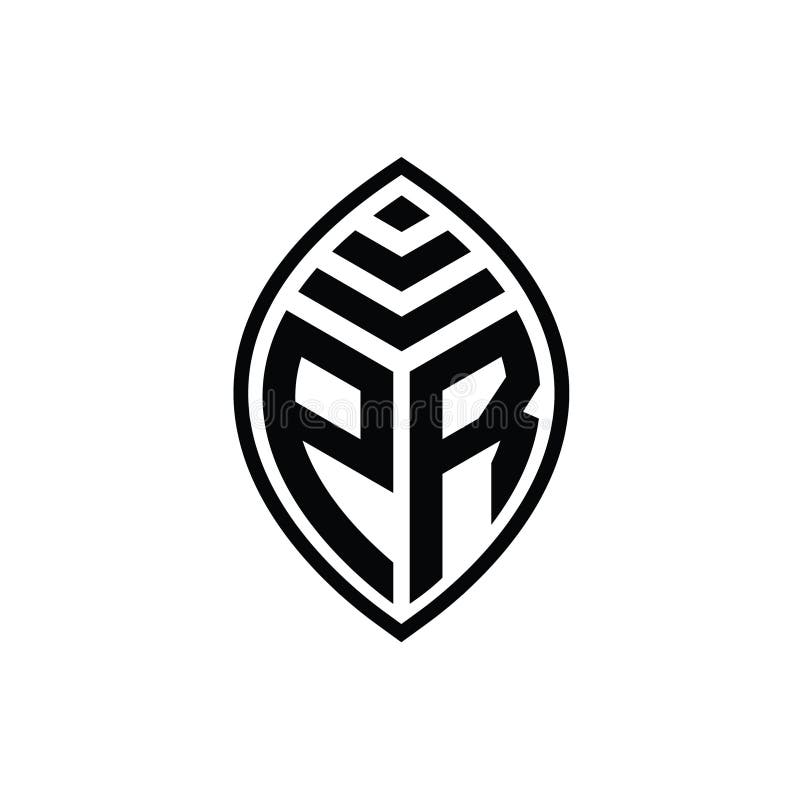 PR Logo Monogram Leaf Shape Isolated Outline Design Template Stock Vector - Illustration of ...