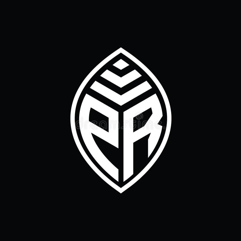 PR Logo Monogram Leaf Shape Isolated Outline Design Template Stock Vector - Illustration of ...