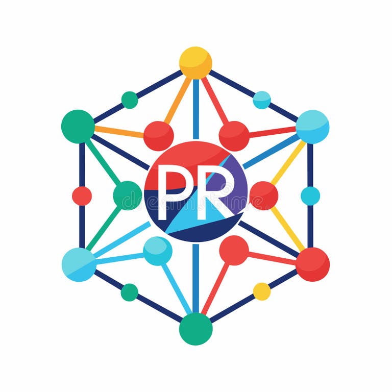 PR Logo Surrounded by Colorful Circles and Dots Representing Connection ...
