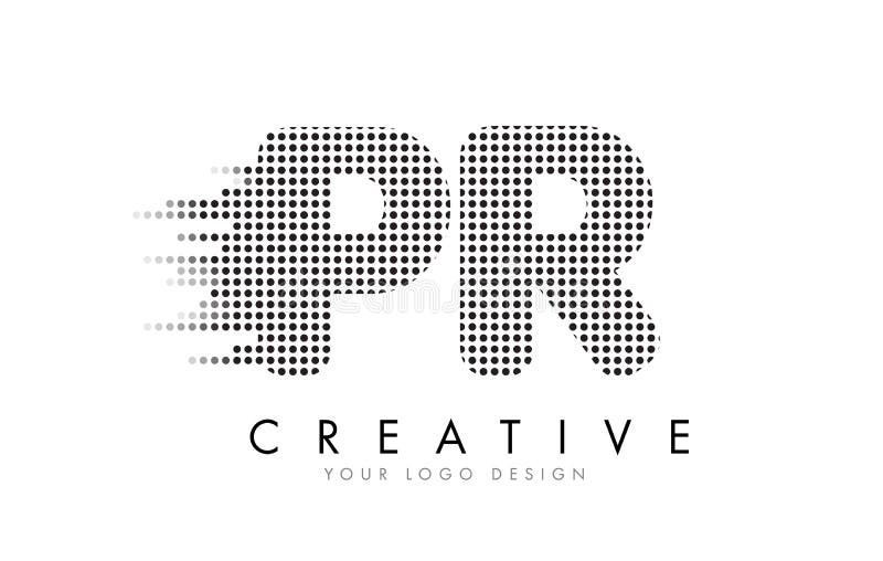 PR P R Letter Logo with Black Dots and Trails. Stock Vector ...