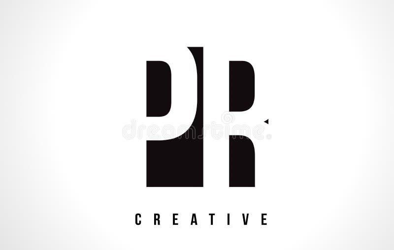 PR P R White Letter Logo Design with Black Square. Stock Vector ...